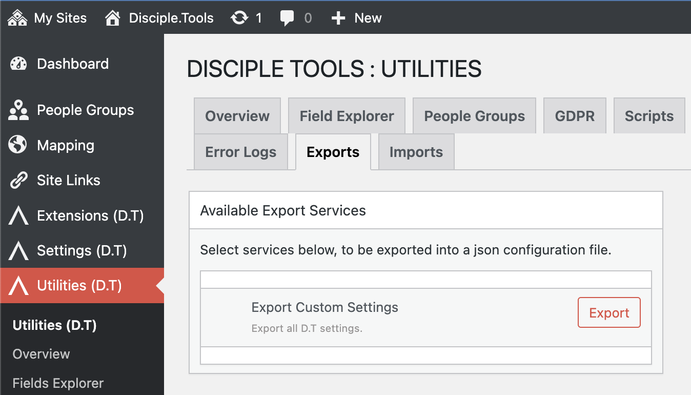 Exporting and Importing Settings - Disciple.Tools